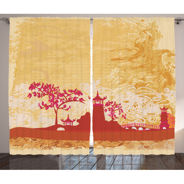 East Urban Home Rustikaler Vorhang, Elemente, Blumen, Persian Orange und rosa | Wayfair.de